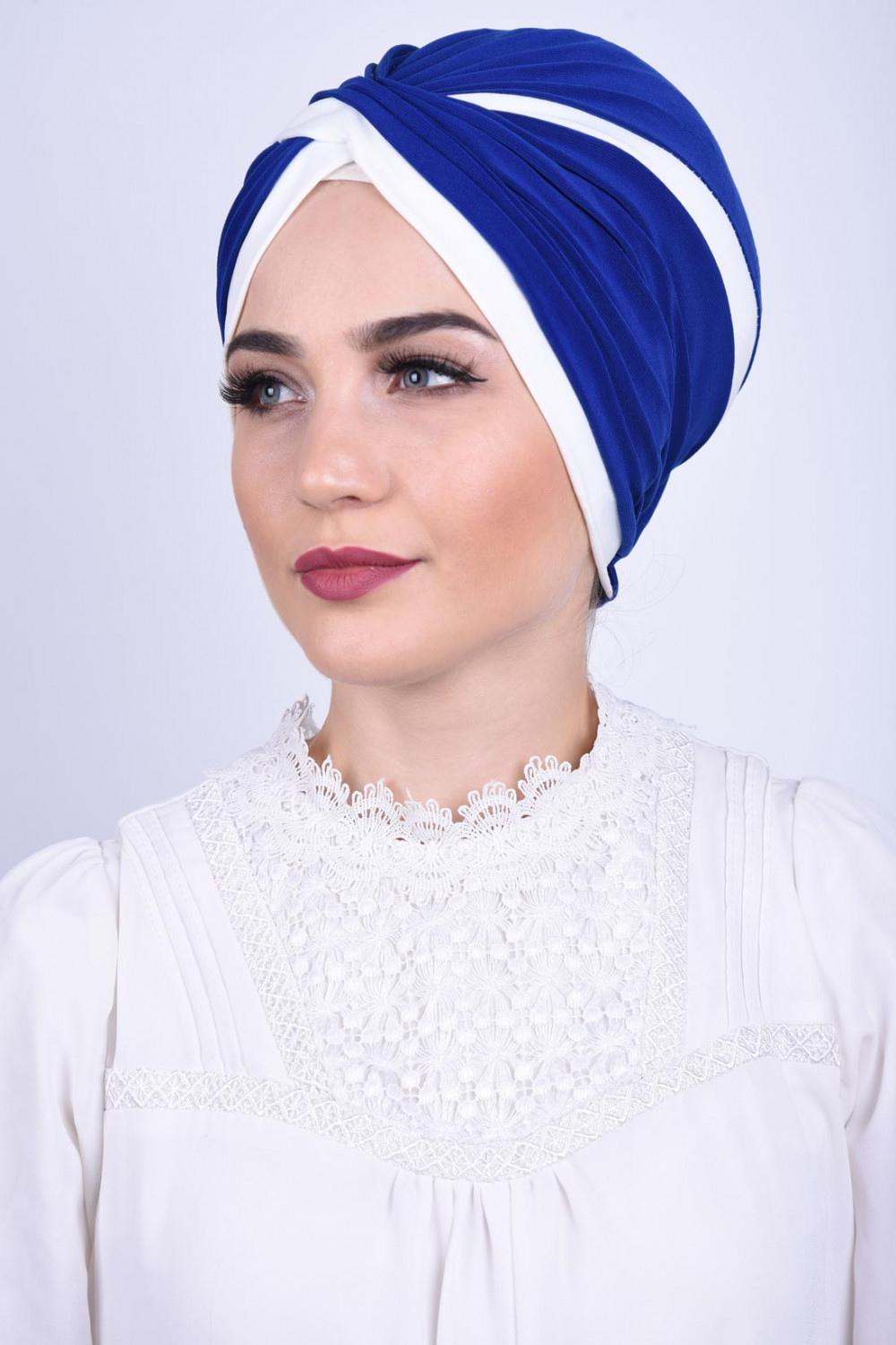 İki Renkli Vera Bone Saks Mavisi - GV157-03 - nowascarf