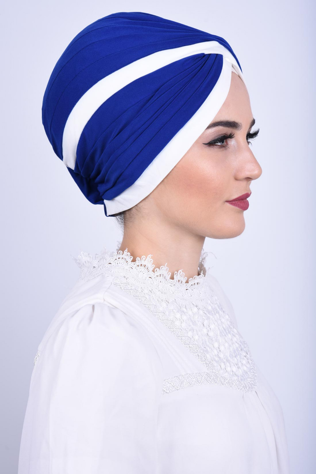 İki Renkli Vera Bone Saks Mavisi - GV157-03 - nowascarf